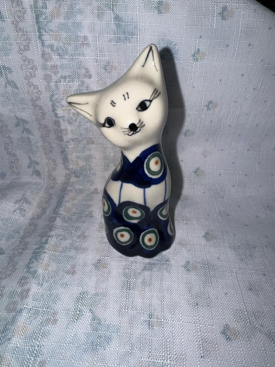 Peacock Cat Figurine - Pattern Peacock – Polish Pottery Pantry