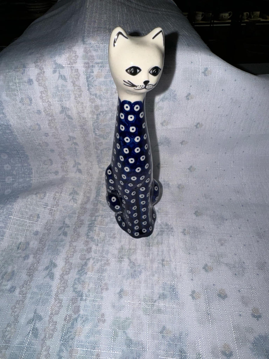 Blue Elegance Cat Figurine - Pattern Blue Elegance – Polish Pottery Pantry
