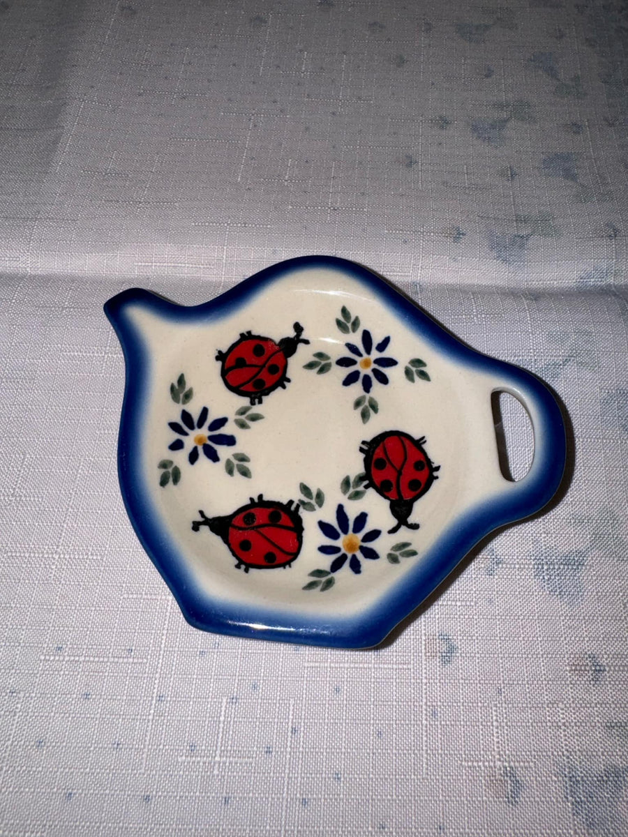 Ladybug Teabag Holder - Pattern Ladybug – Polish Pottery Pantry